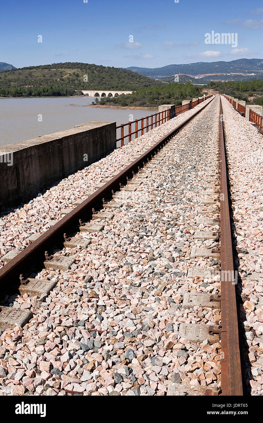 Railway line Cordoba - Almorchon, bridge of Los Puerros, view from the ...