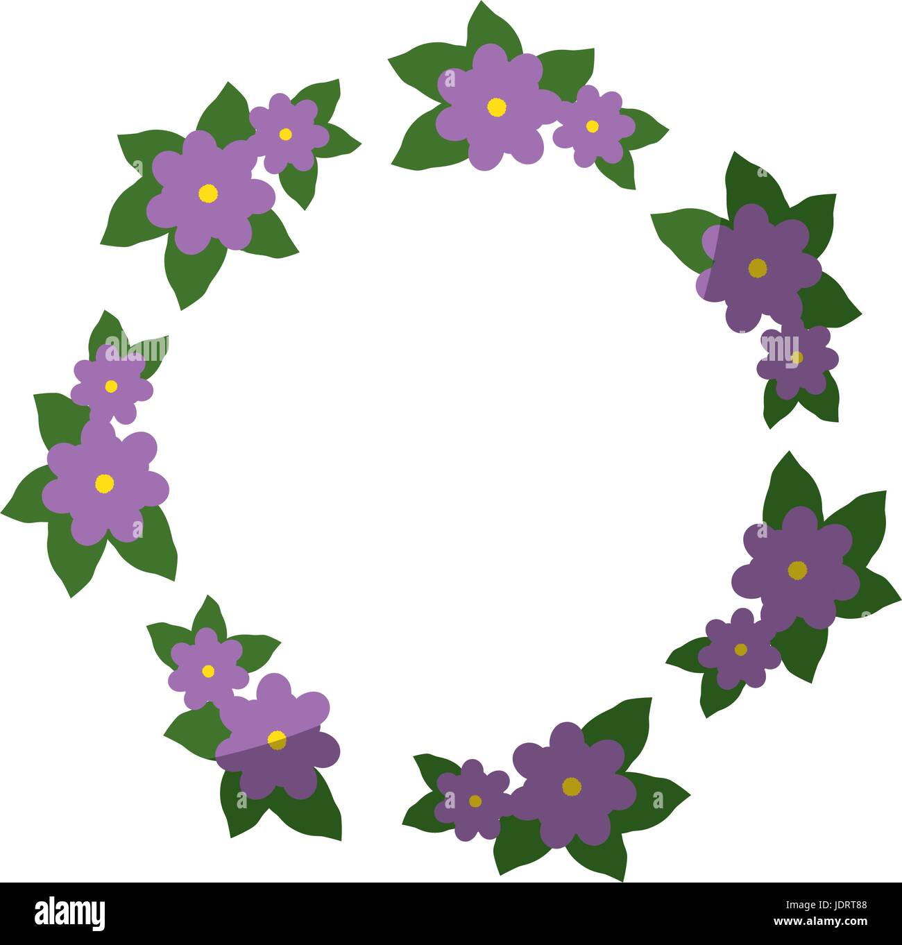 decorative frame of beautiful flowers in circle shape icon over white ...