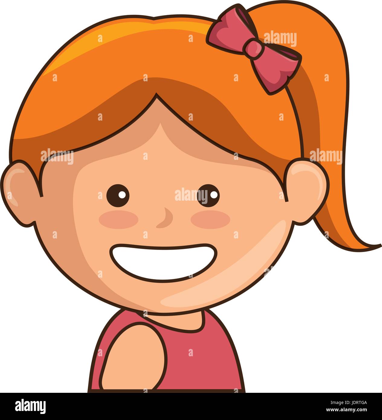 cartoon girl smiling icon over white background colorful design vector ...