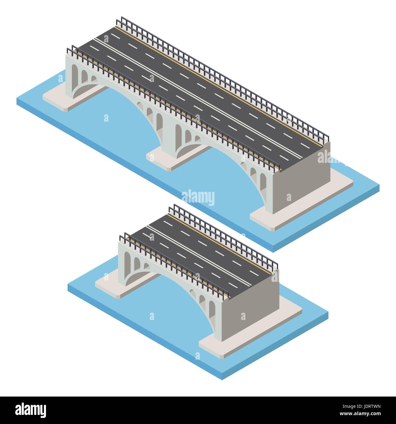 Vector isometric bridge. Transport infrastructure 3d element ...