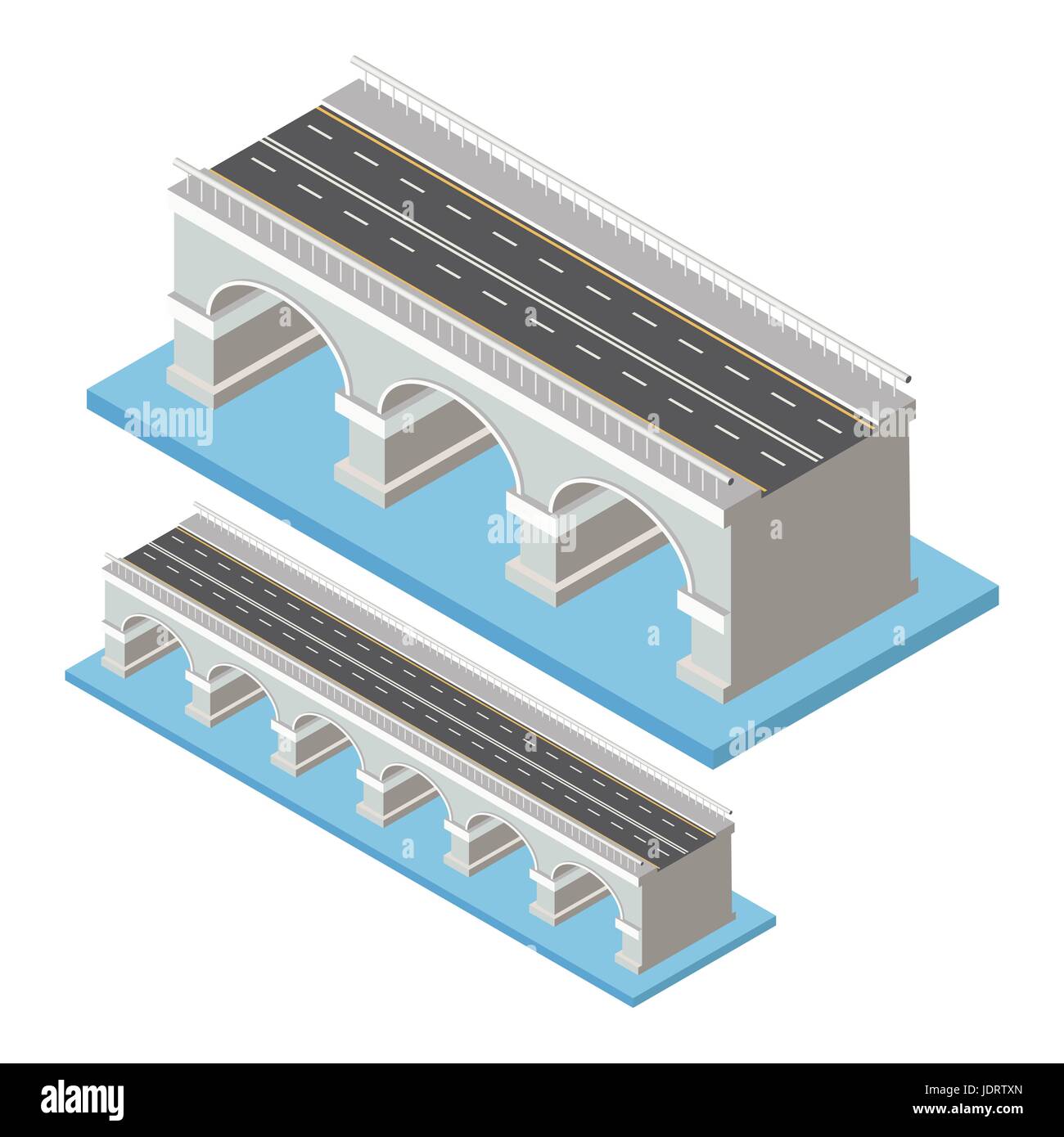 Vector isometric bridge. Transport infrastructure 3d element ...