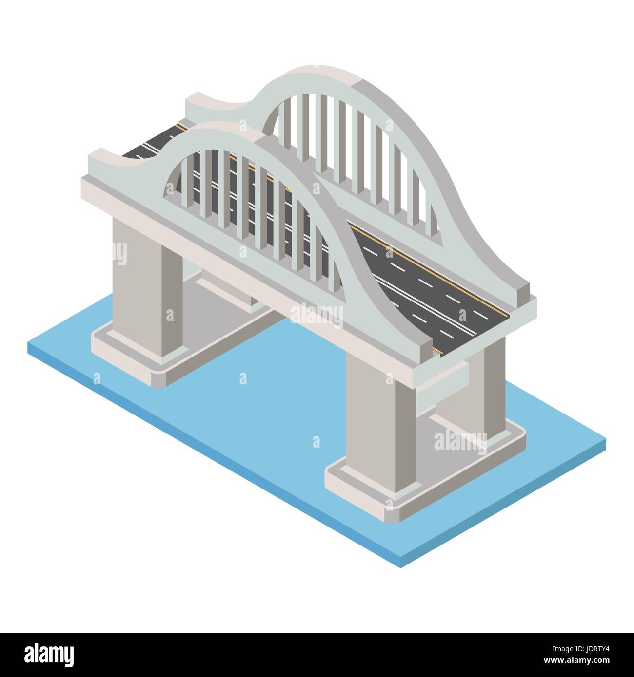 Vector isometric bridge. Transport infrastructure 3d element ...