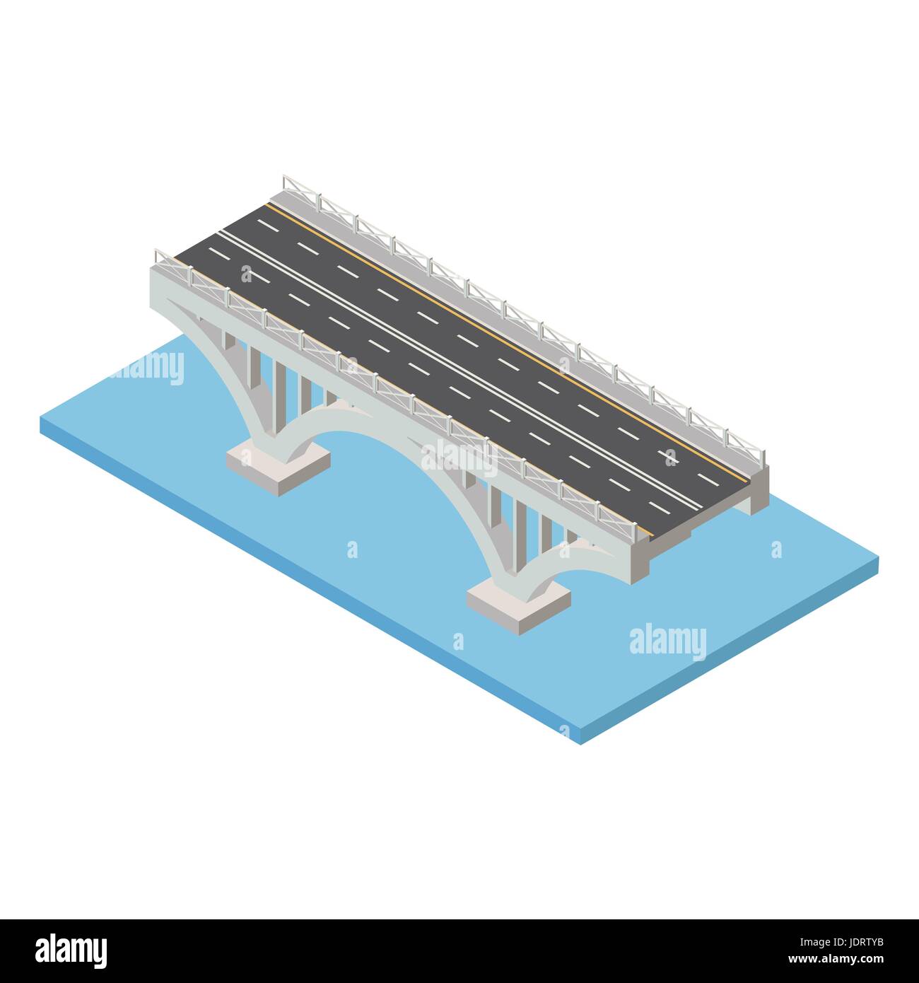 Vector isometric bridge. Transport infrastructure 3d element ...
