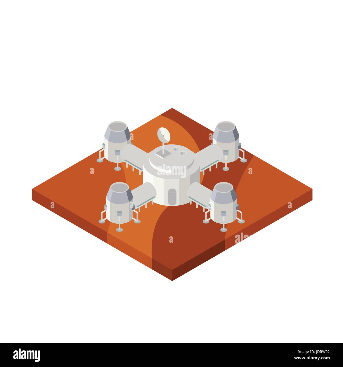 Space base on Mars. Vector isometric illustration Stock Vector Image ...