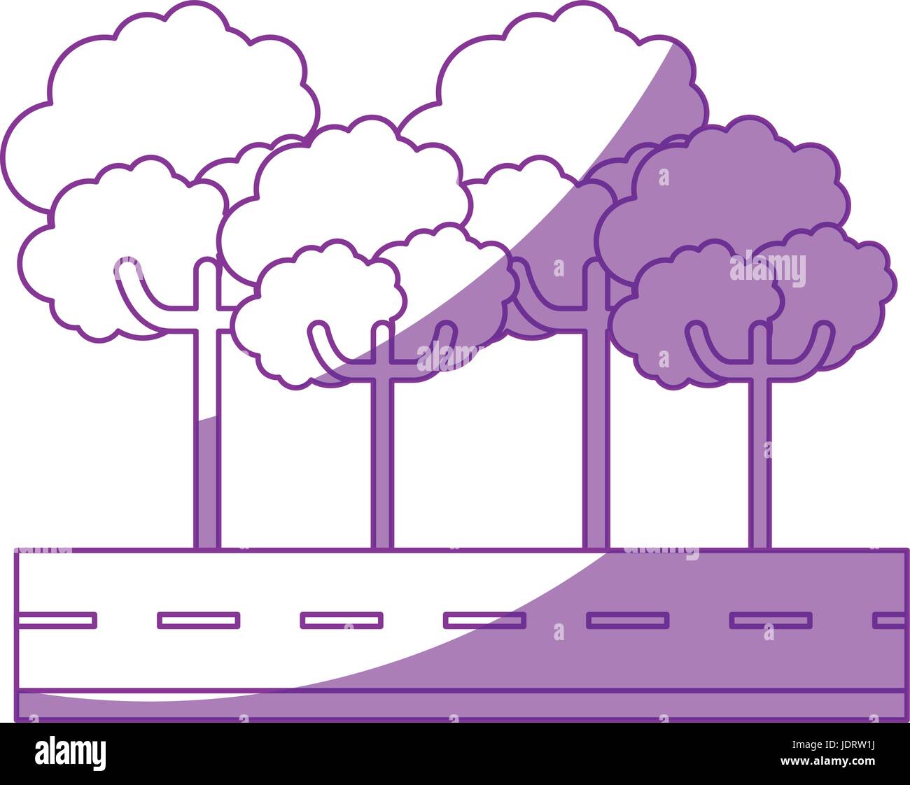 isolated tree on Highway cartoon icon vector graphic illustration Stock ...