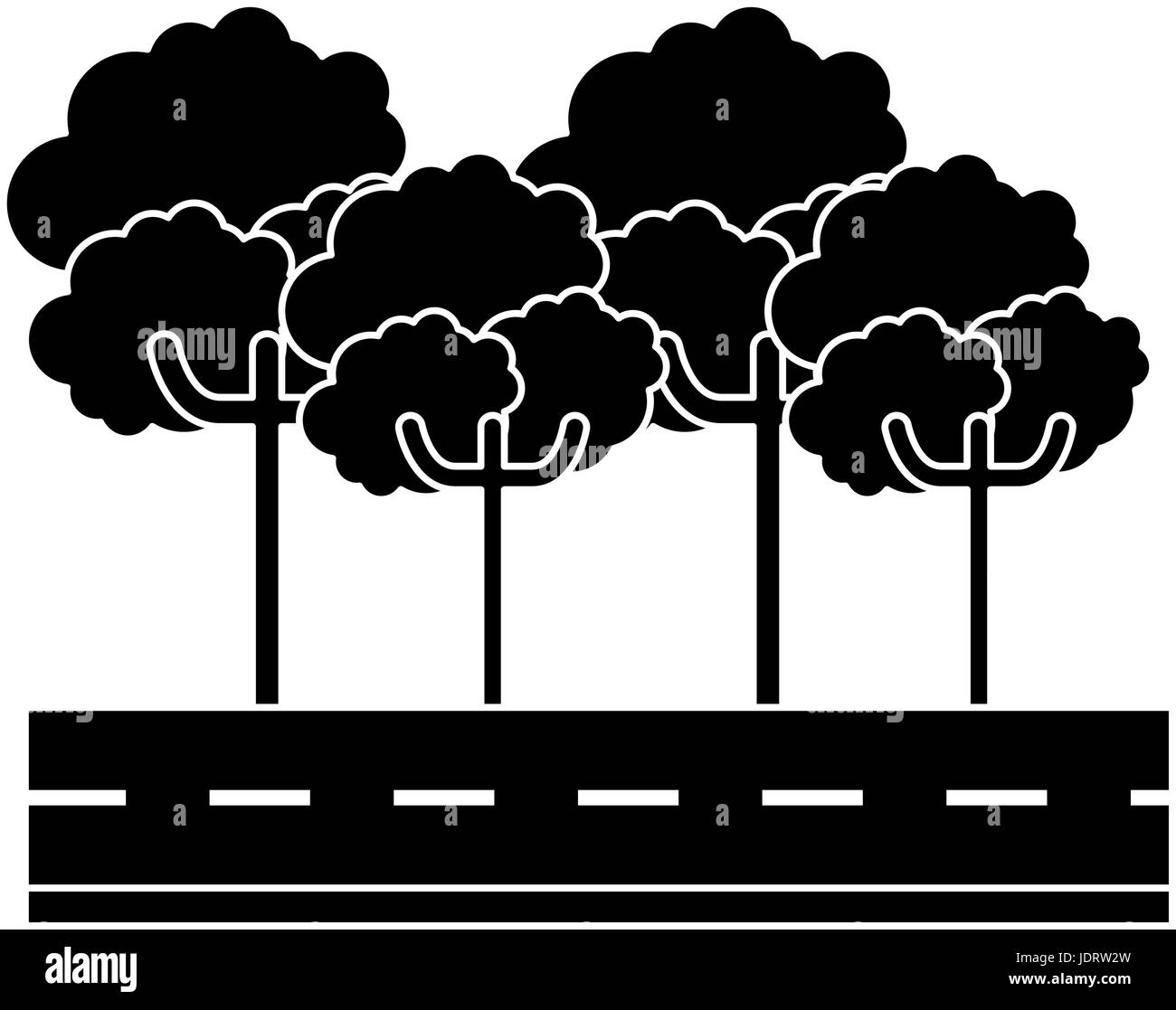 isolated tree on Highway cartoon icon vector graphic illustration Stock ...