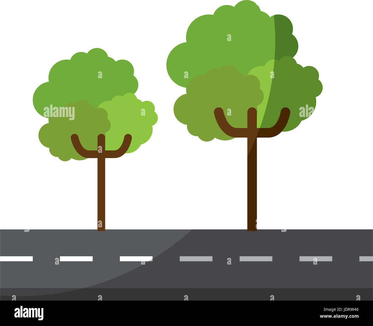 isolated tree on Highway cartoon icon vector graphic illustration Stock ...