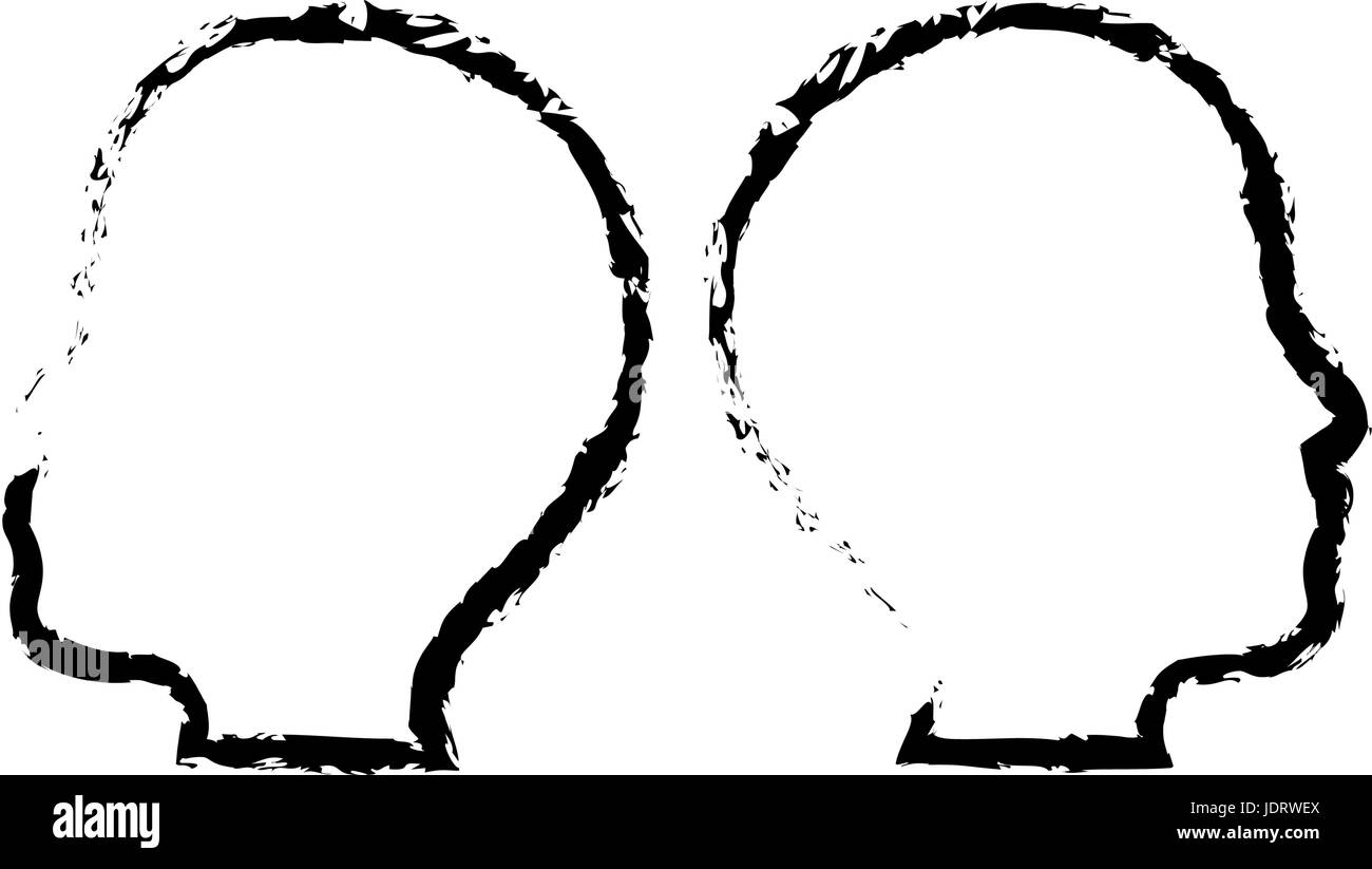 male two heads silhouette vector illustration graphic design Stock ...