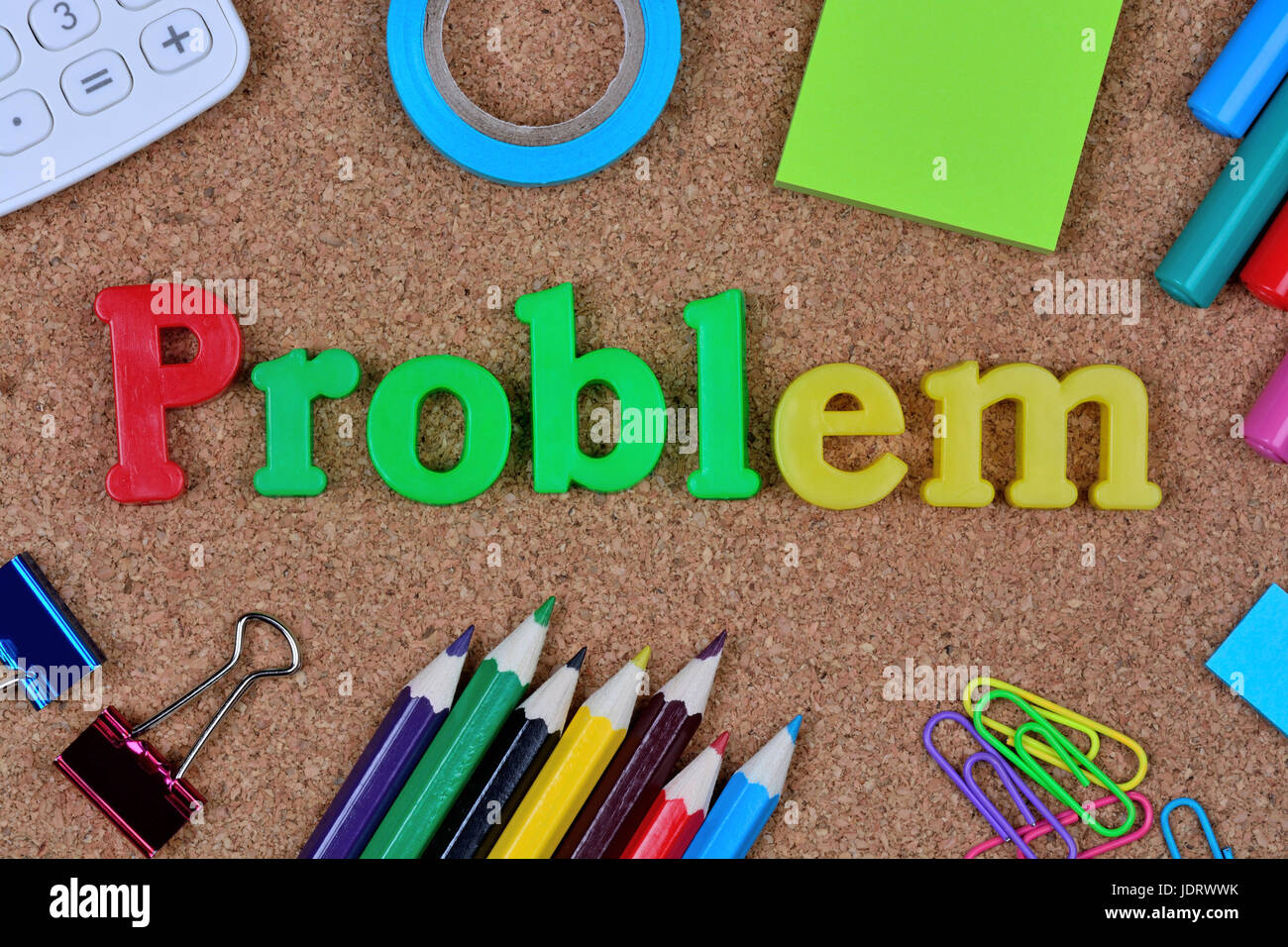 Problem word on cork background Stock Photo - Alamy