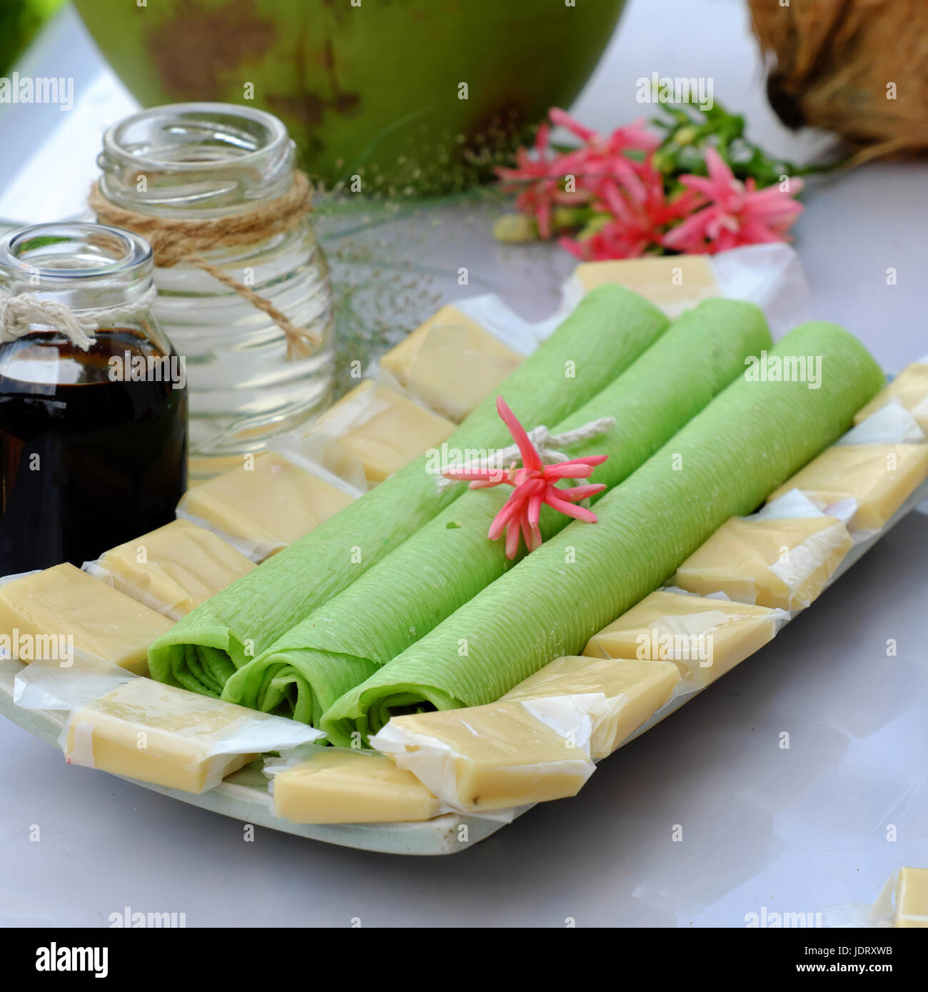 Group of product from coconut with candy, milk rice paper, coconut oil ...
