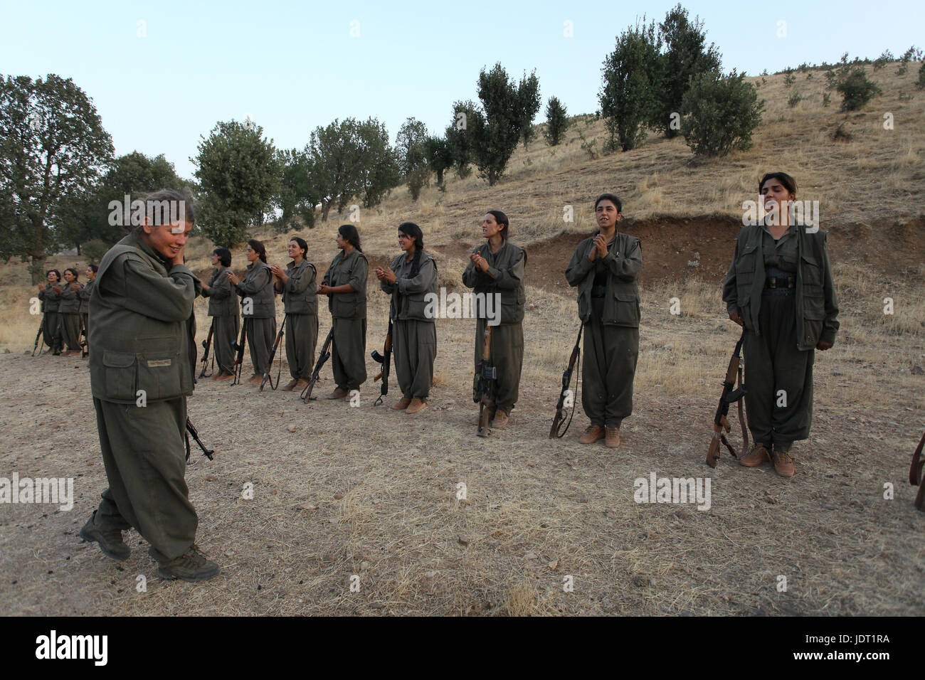 A group of female Kurdish fighters of the Free Women's Units shortened ...
