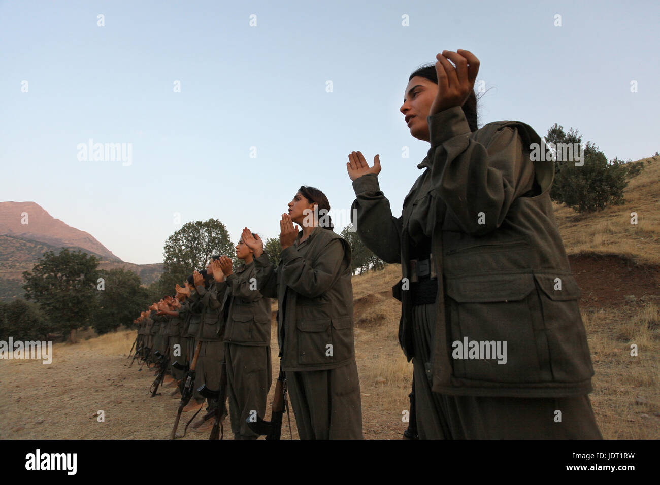 A group of female Kurdish fighters of the Free Women's Units shortened ...