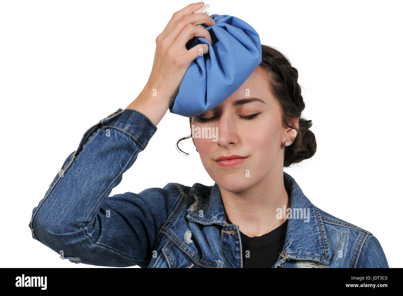 Beautiful woman with a painful pounding headache Stock Photo - Alamy