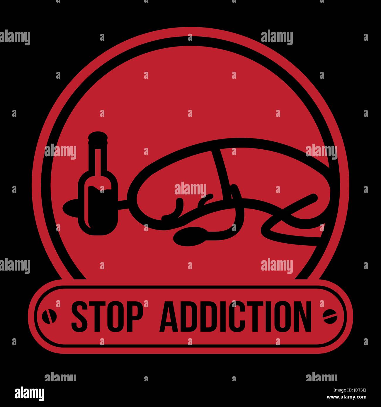 No Drugs label Campaign, Stop Addiction Alcohol, Conceptual vector ...