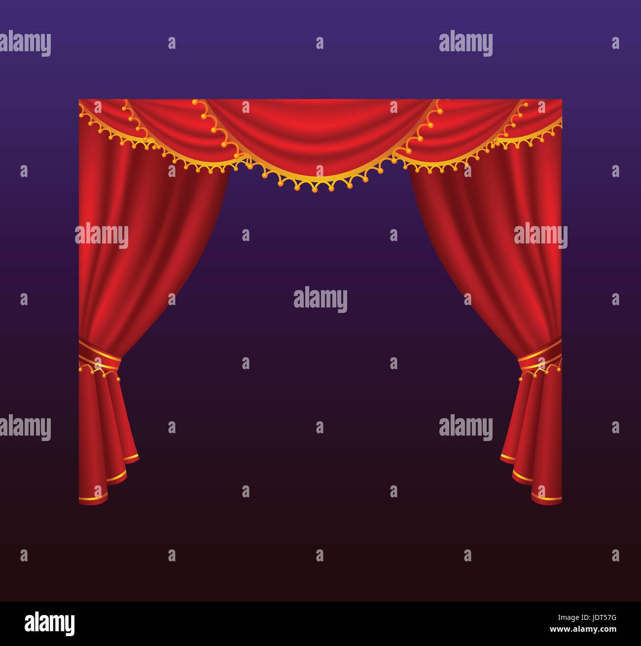 Curtains - realistic vector red drapes illustration Stock Vector Image ...
