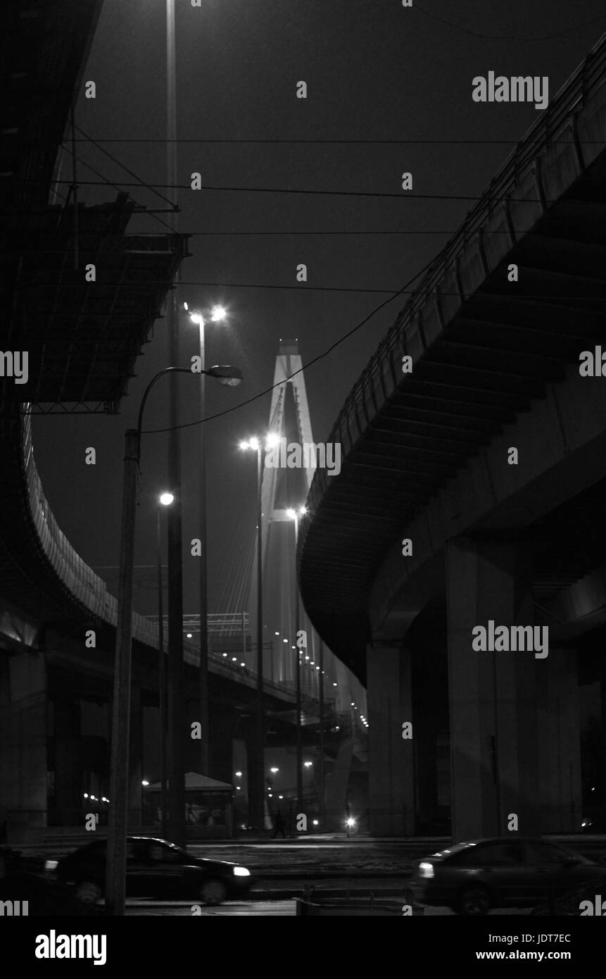 View under concrete bridge Black and White Stock Photos & Images - Alamy