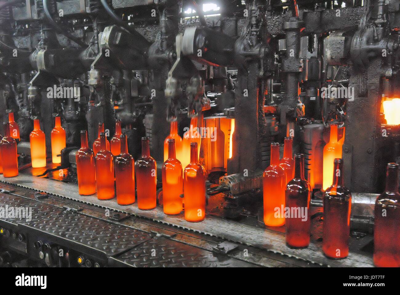 Italy, glass industry, production of glass bottles with recycled glass ...