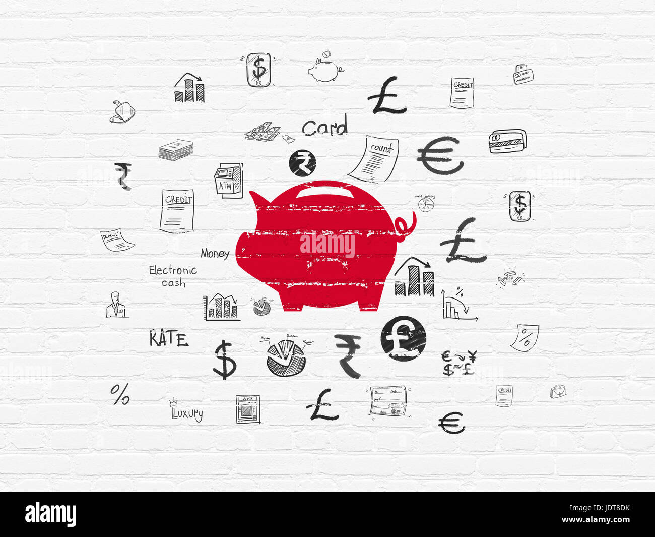 Money concept: Money Box on wall background Stock Photo - Alamy