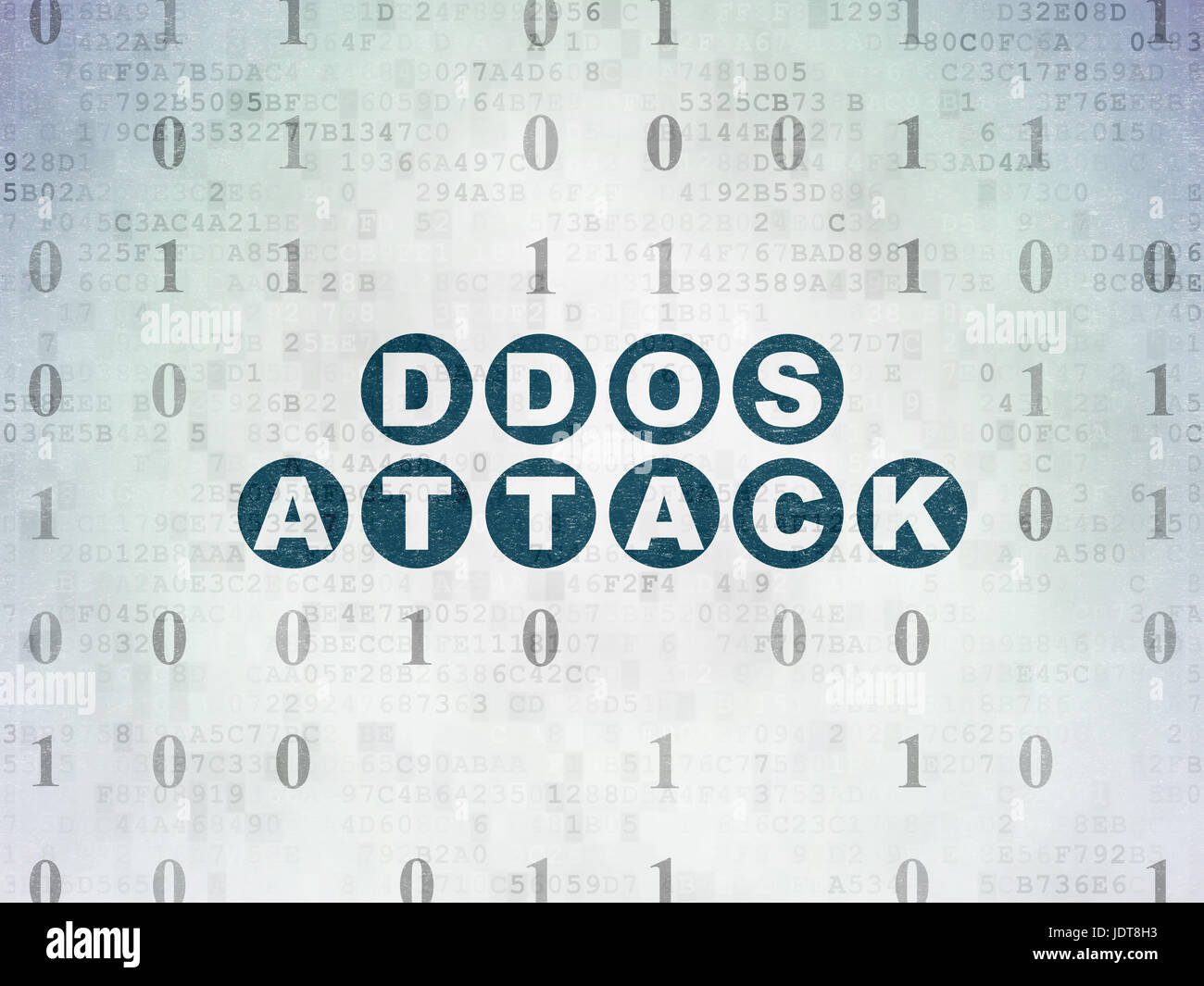 Safety concept: DDOS Attack on Digital Data Paper background Stock ...
