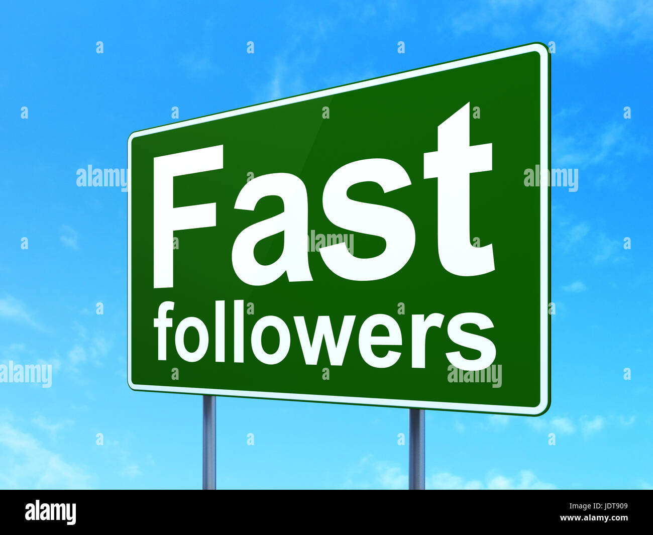 Finance concept: Fast Followers on road sign background Stock Photo - Alamy