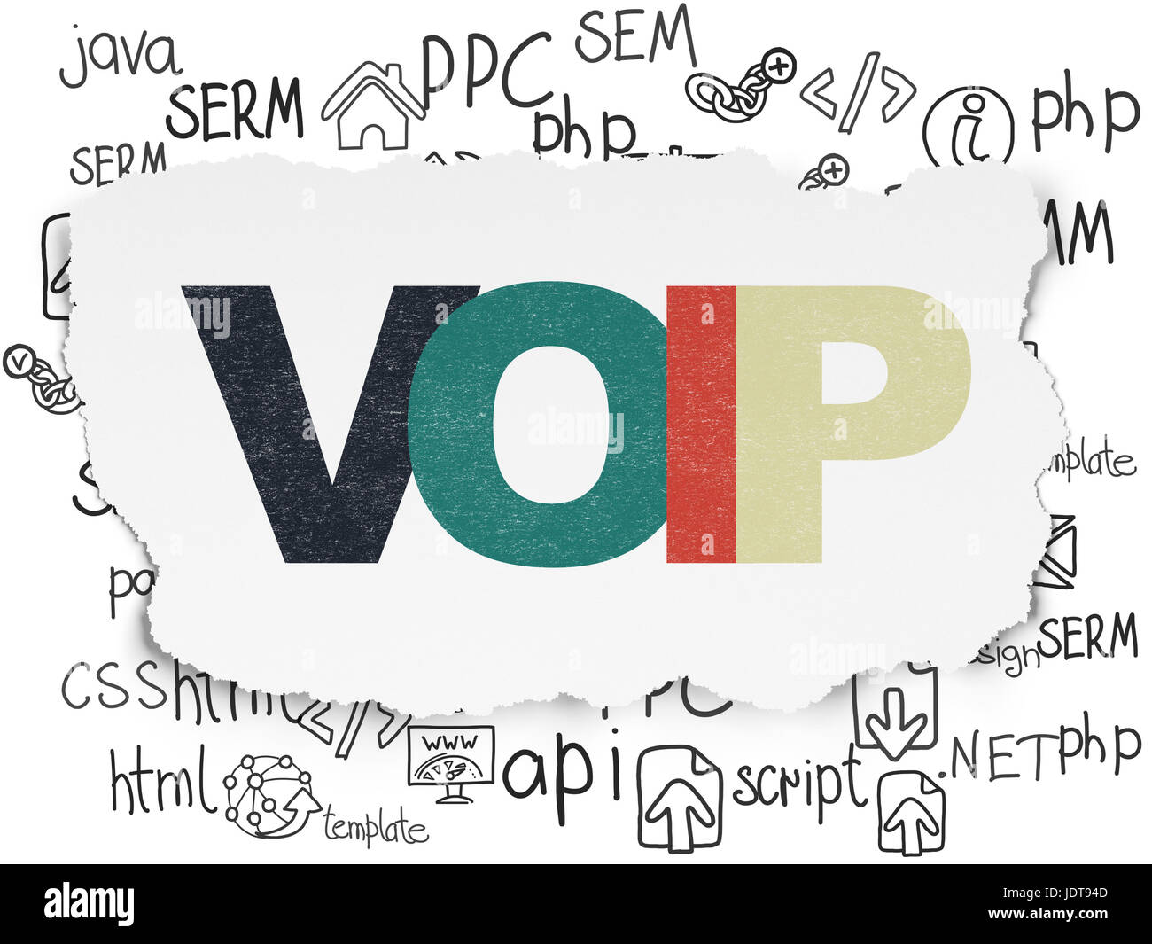 Web development concept: VOIP on Torn Paper background Stock Photo - Alamy