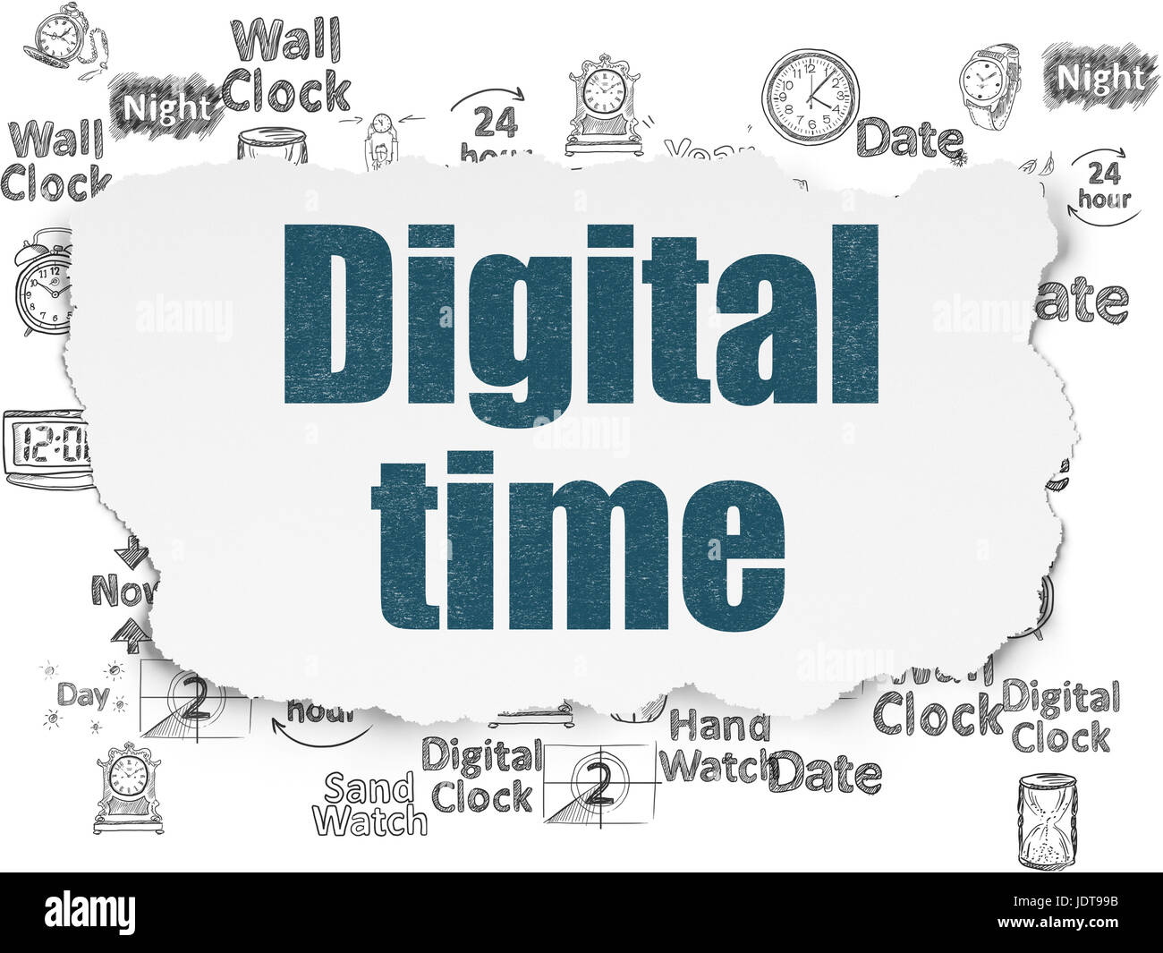 Timeline concept: Digital Time on Torn Paper background Stock Photo - Alamy