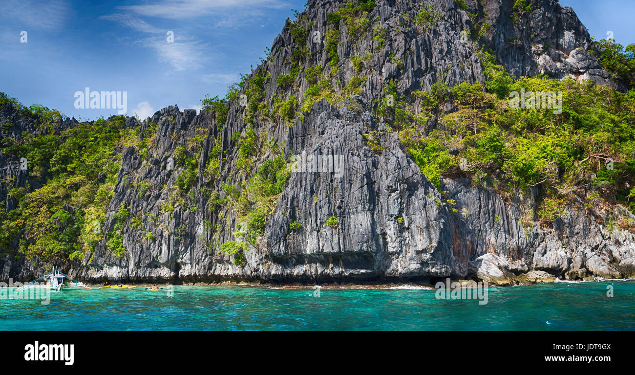 in philippines view from a cliff of the beautiful paradise bay and ...