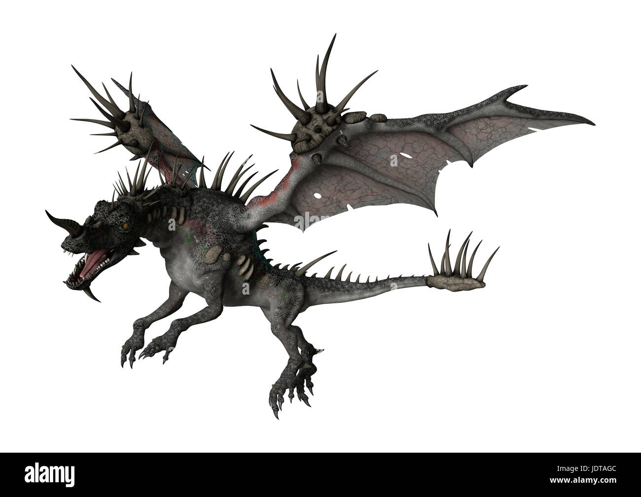 3D rendering of a fantasy spiky dragon isolated on white background ...