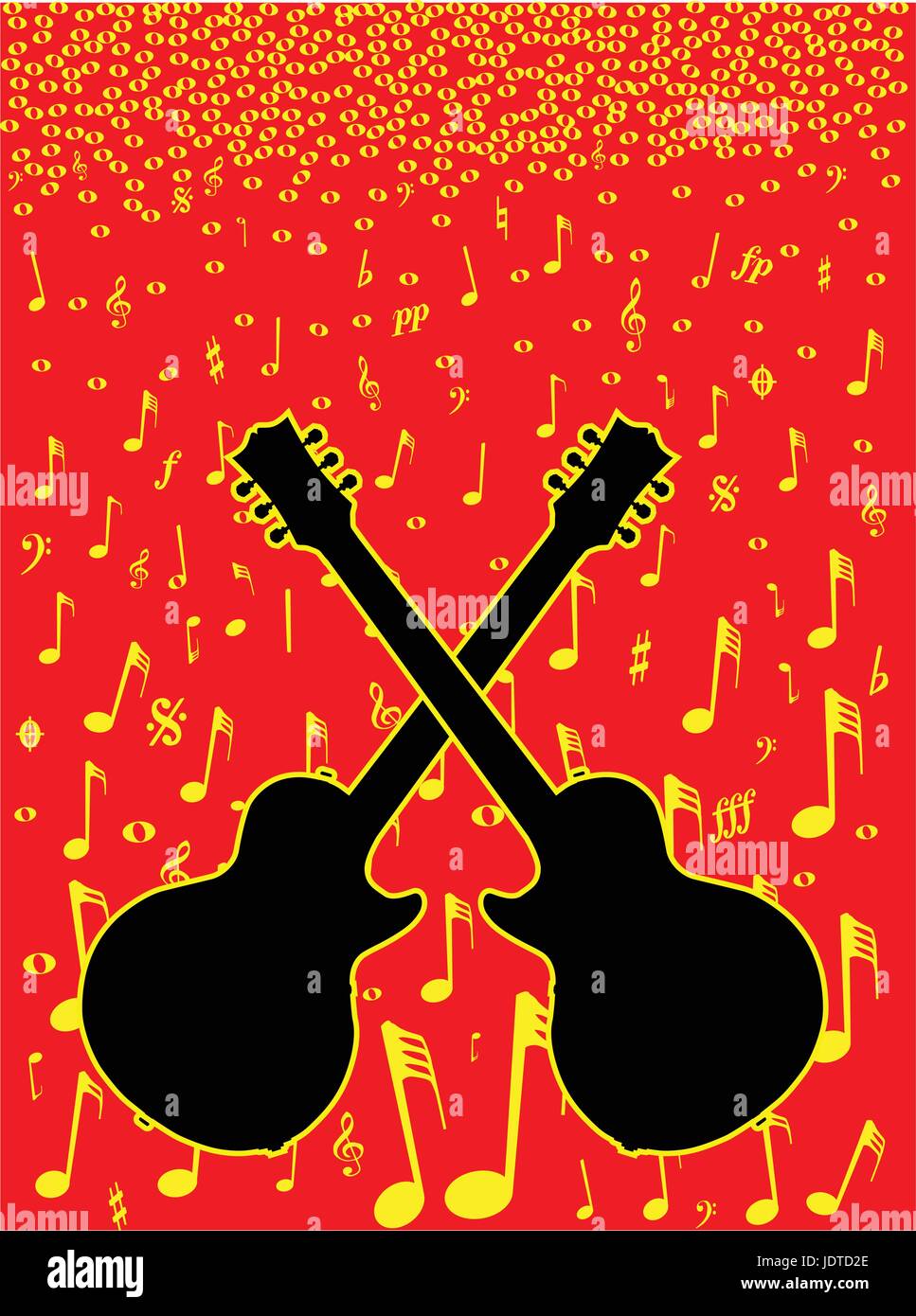 Music notation amd silhouette guitar background Stock Vector Image ...