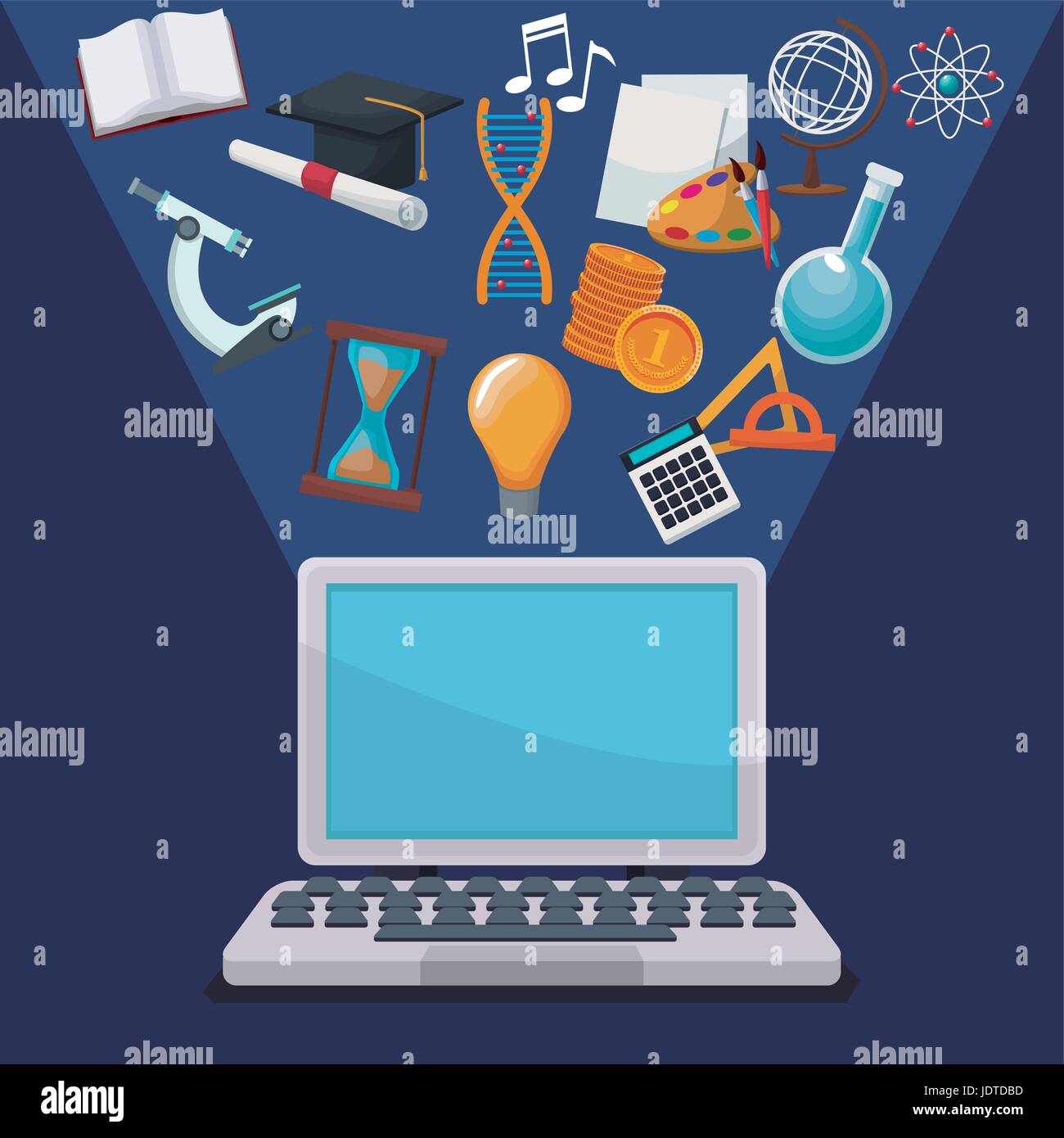 color background tech laptop with light halo icons academic knowledge ...