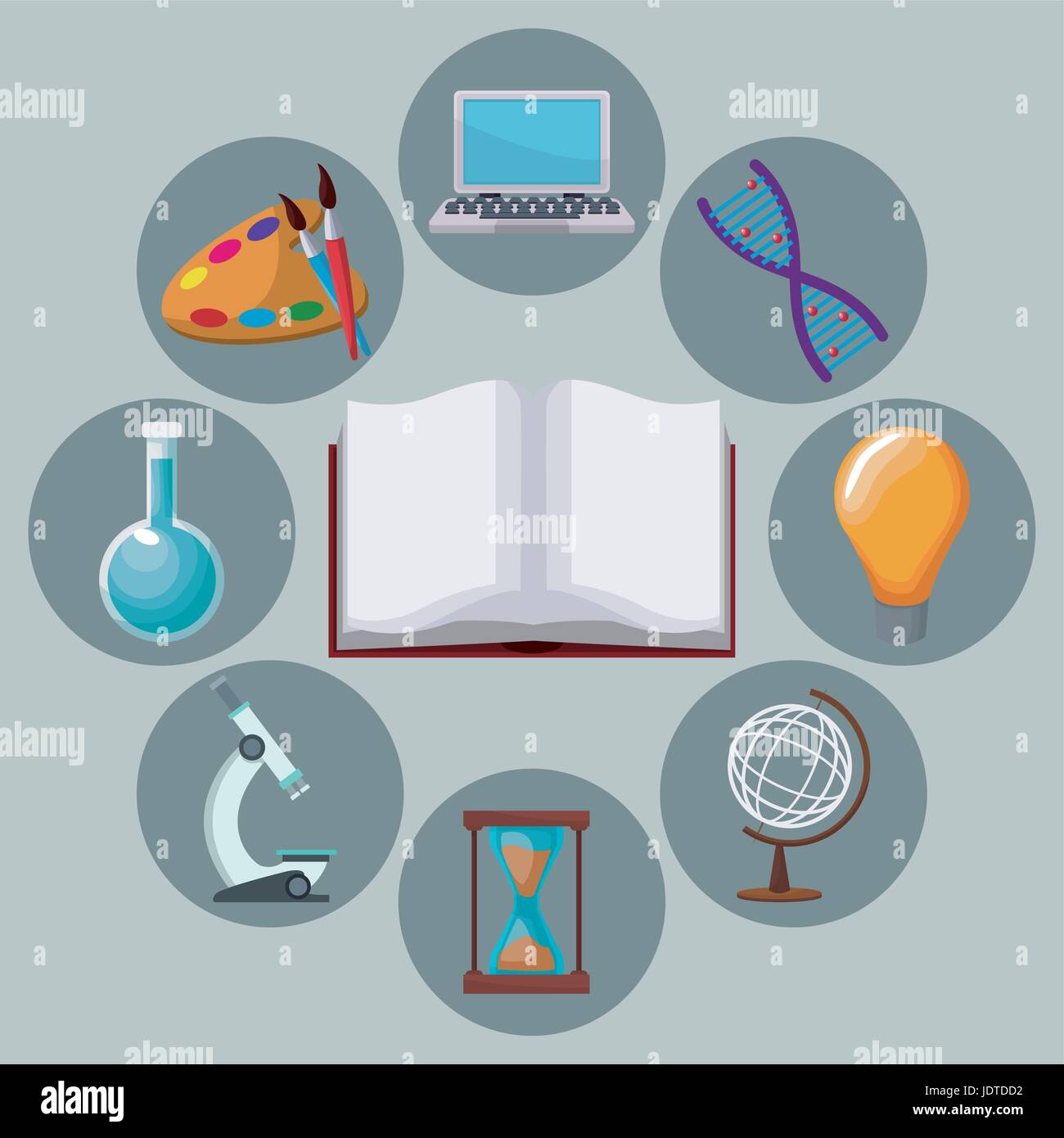 color background open book with icons academic knowledge around Stock ...