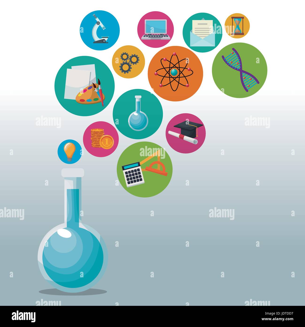 glass beaker for laboratory with bubbles icons academic knowledge Stock ...