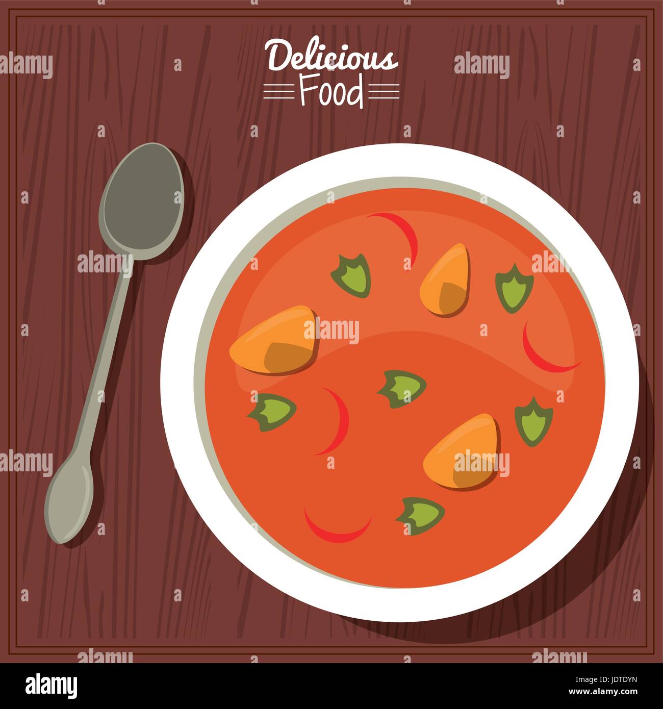 poster delicious food in kitchen table background and cutlery with dish ...