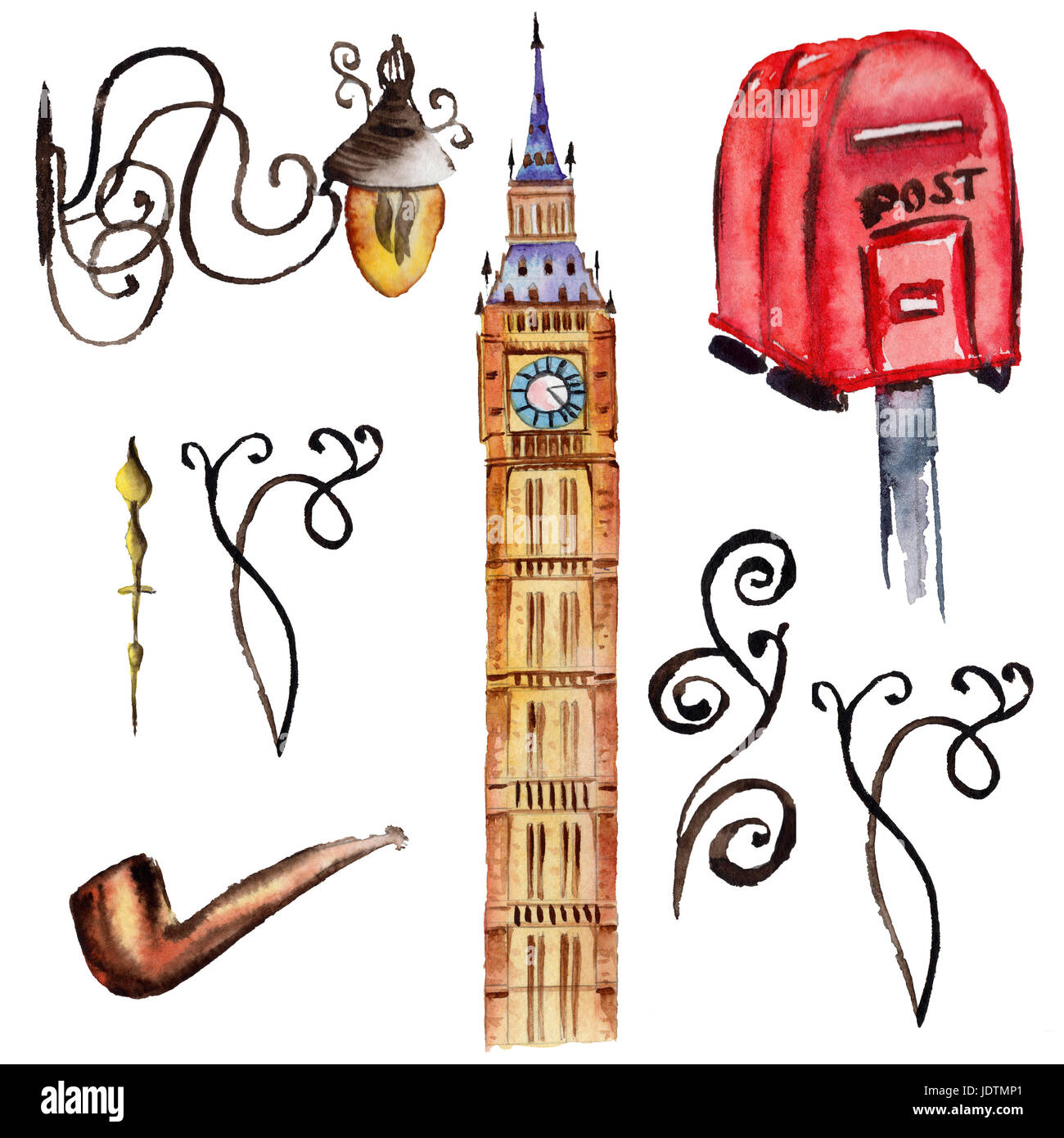 Big ben watercolor hi-res stock photography and images - Alamy