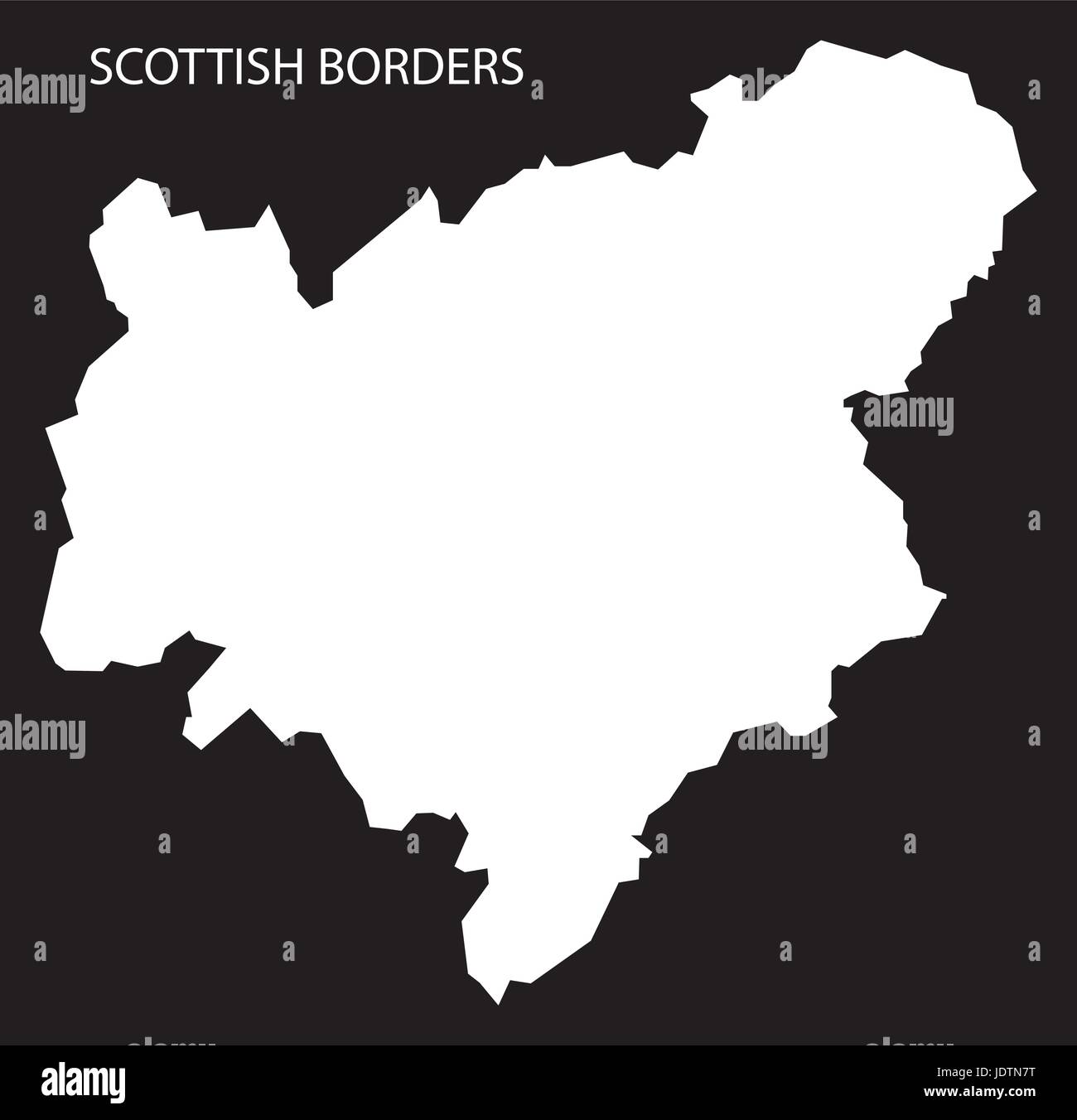 Scottish Borders map black inverted silhouette illustration Stock ...