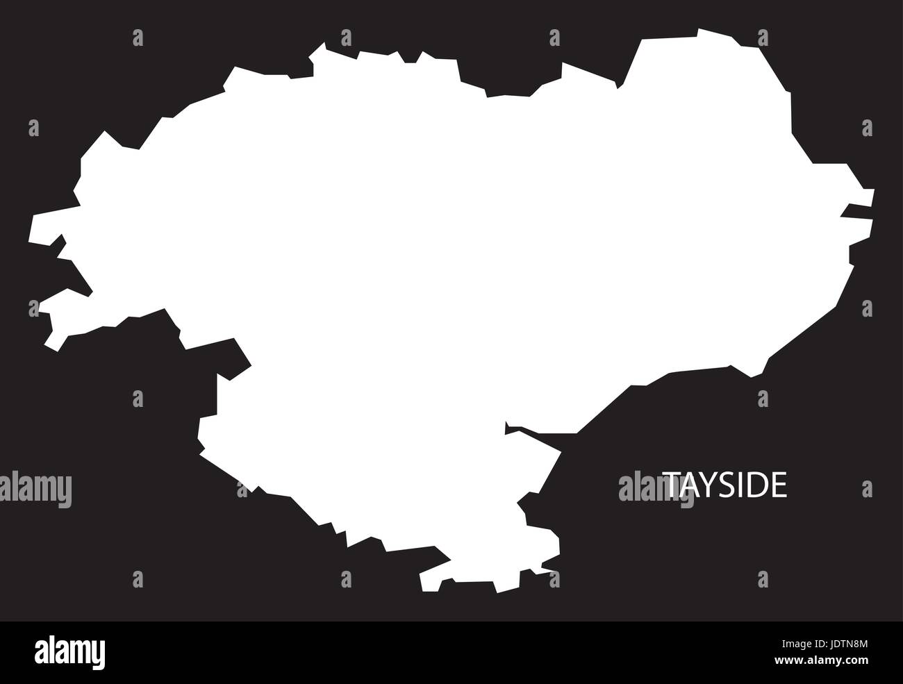Tayside Scotland map black inverted silhouette illustration Stock ...