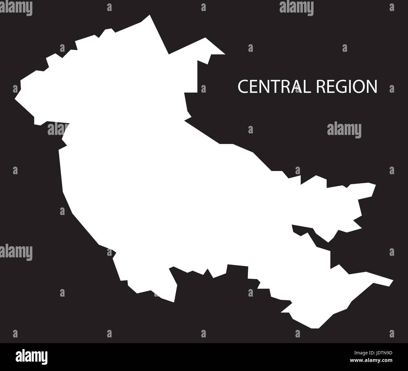 Central Region of Scotland map black inverted silhouette illustration ...