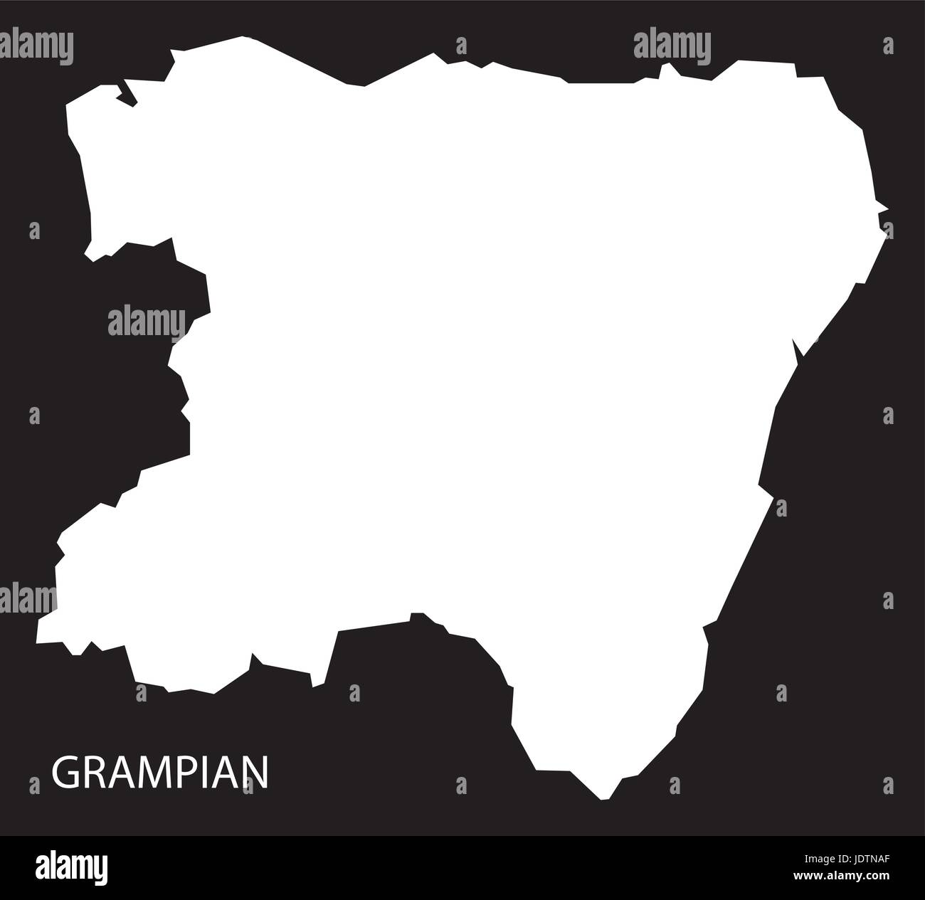Grampian Scotland map black inverted silhouette illustration Stock ...