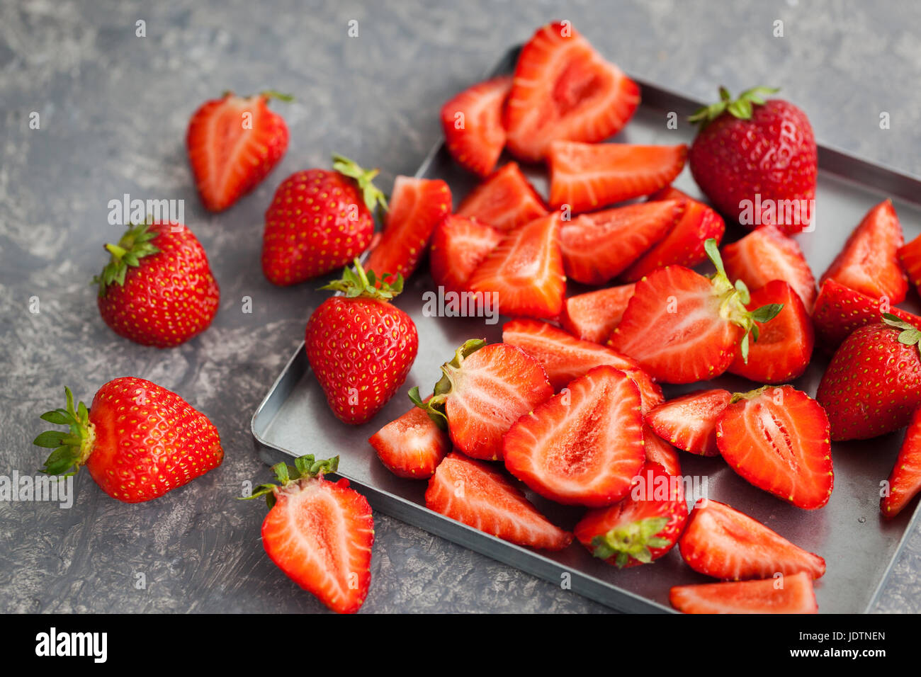 Strawberry on gray background hi-res stock photography and images - Alamy