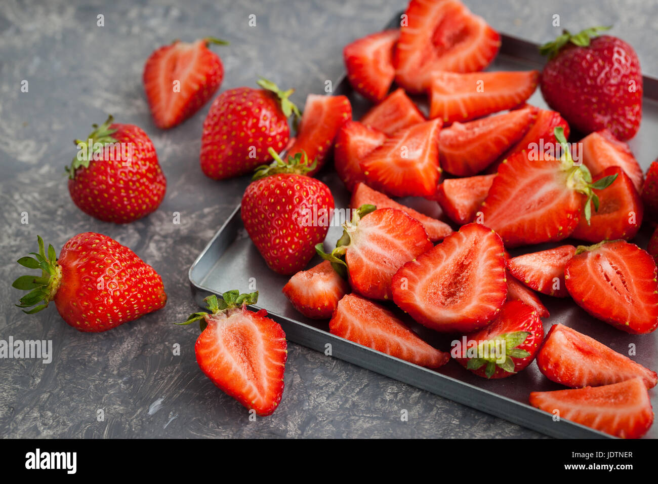 Strawberry on gray background hi-res stock photography and images - Alamy