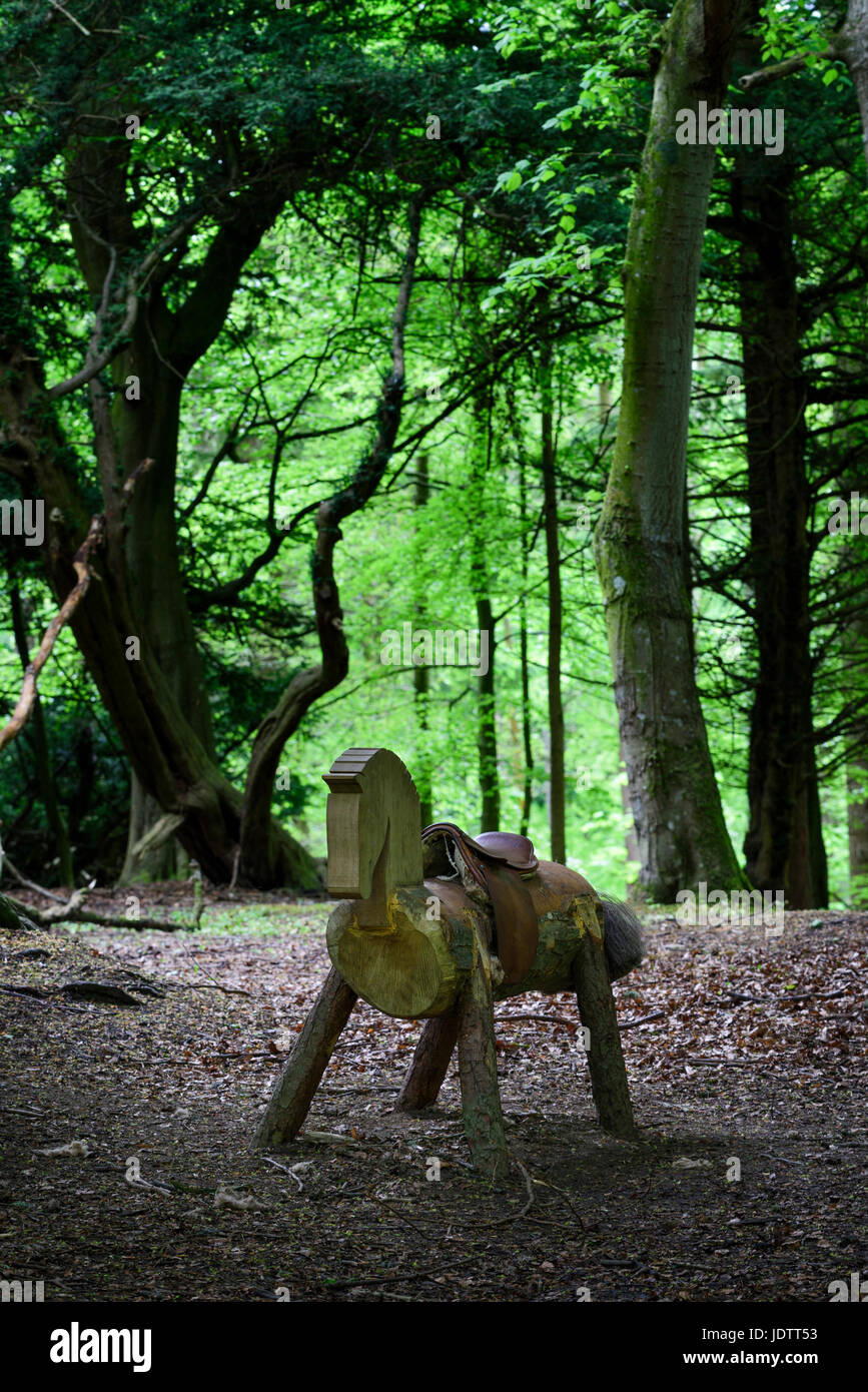 Wooden Horse in Woodland Stock Photo - Alamy