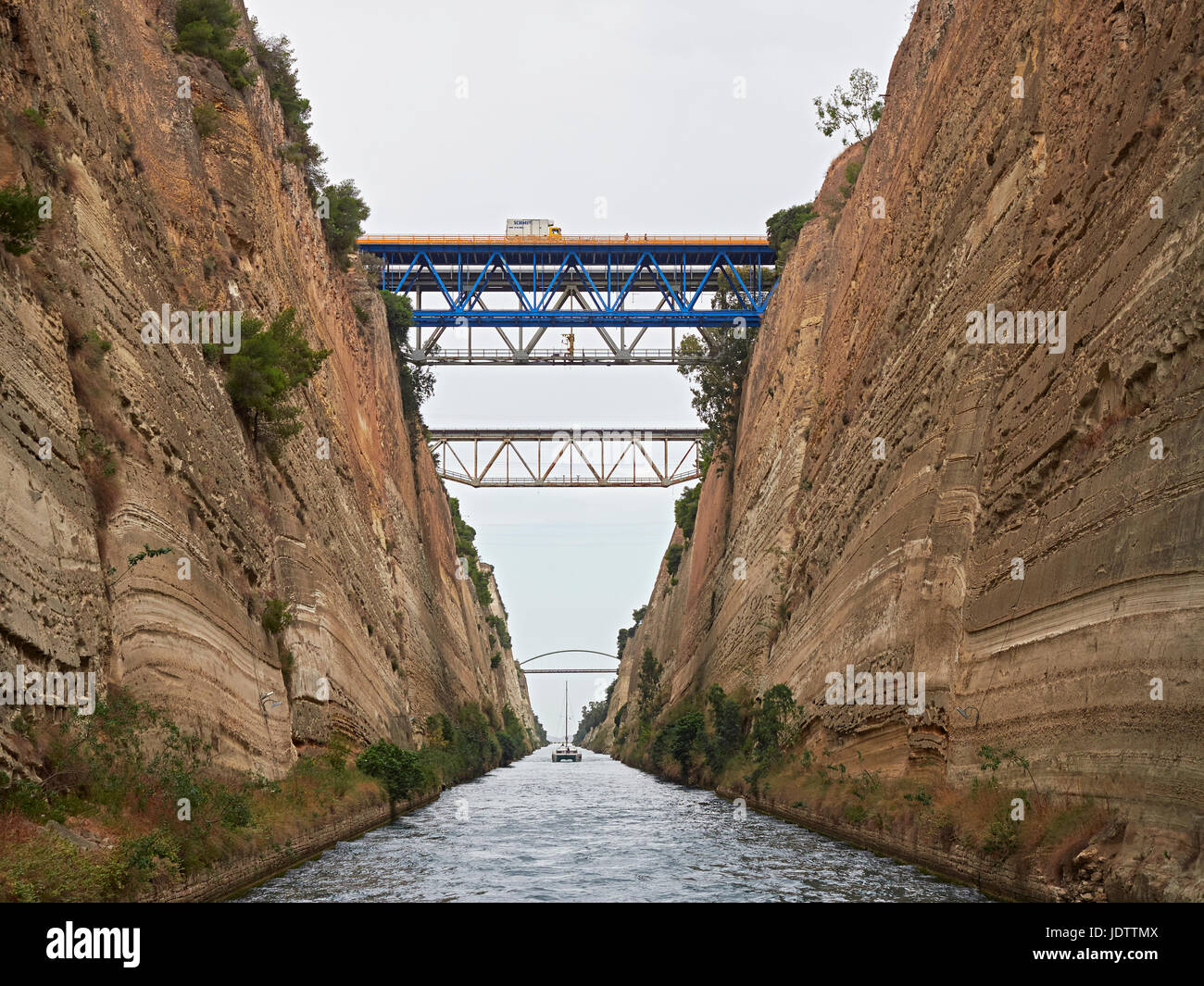 Corinth Canal connects the Gulf of Corinth with the Aegean and cuts ...