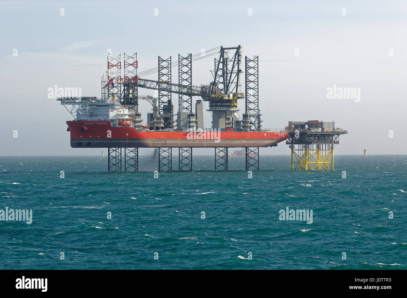 The Pacific Osprey Jack-Up Construction Vessel at the Rampion Offshore ...