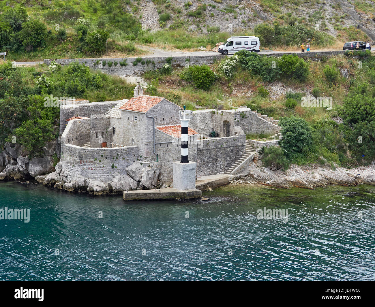 Lepetane on the Bay of Kotor and the Gospa od Anđela Our Lady of the ...