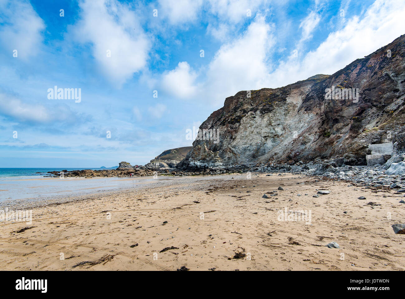 Trevaunance Cove and Trevellas Porth at St Agnes Cornwall, UK Stock ...