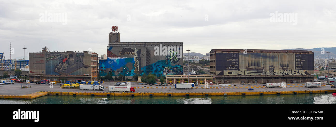 Port of Piraeus the port for Athens Greece old port buildings painted ...