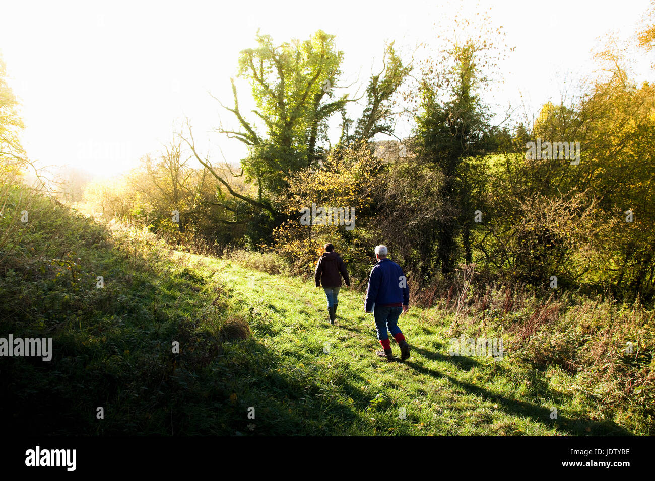 People walking in rural landscape Stock Photo - Alamy