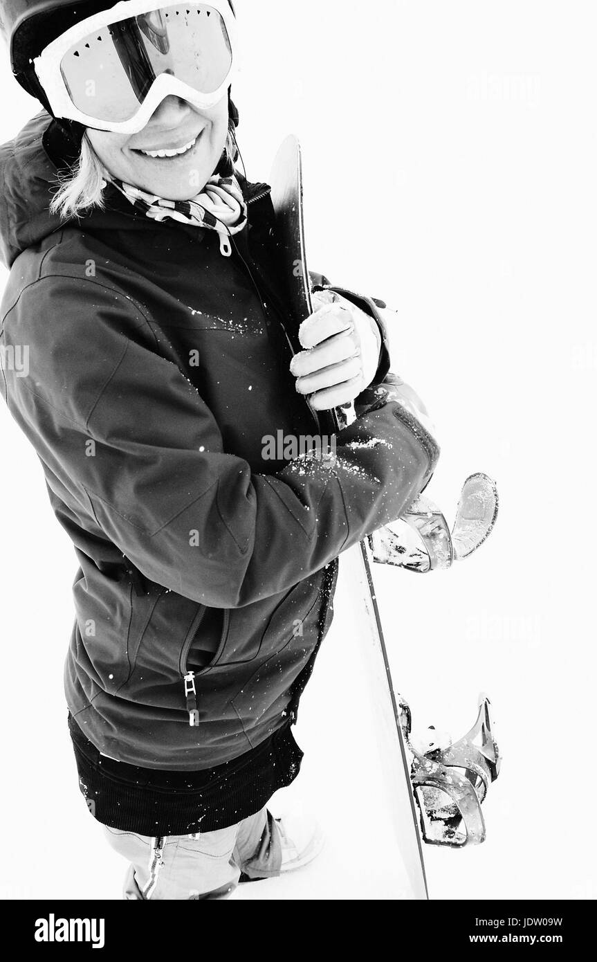 Standing looking at camera smiling confidence Black and White Stock ...