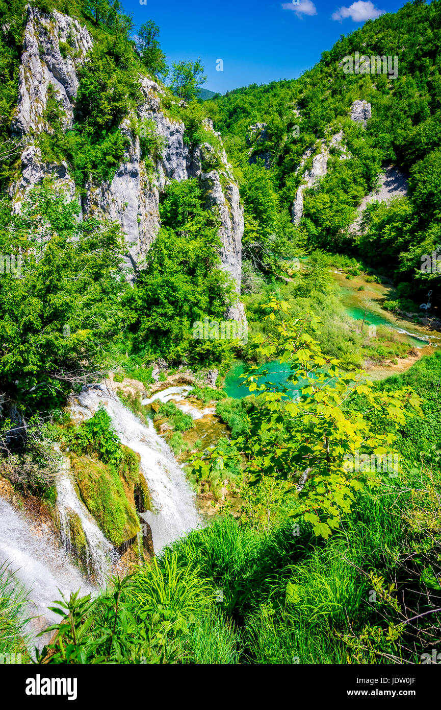 One of the many cascades at Plitvice Lakes National Park Stock Photo ...