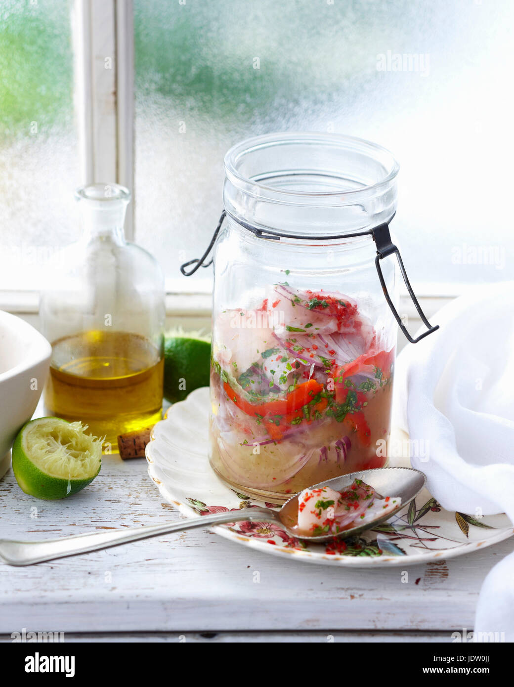 Bowl of preserved fish and vegetables Stock Photo - Alamy
